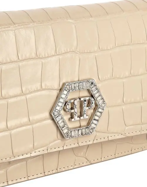 Philipp Plein Hexagon Bag Cocco Crystal - Beige