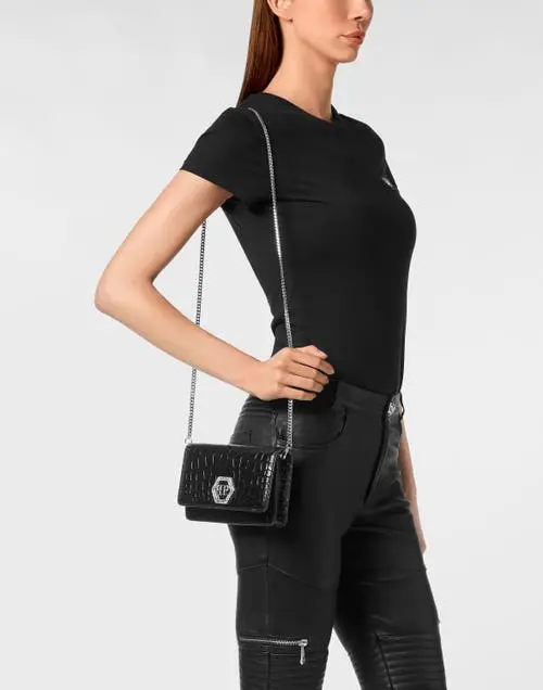 Philipp Plein Hexagon Bag Cocco Crystal