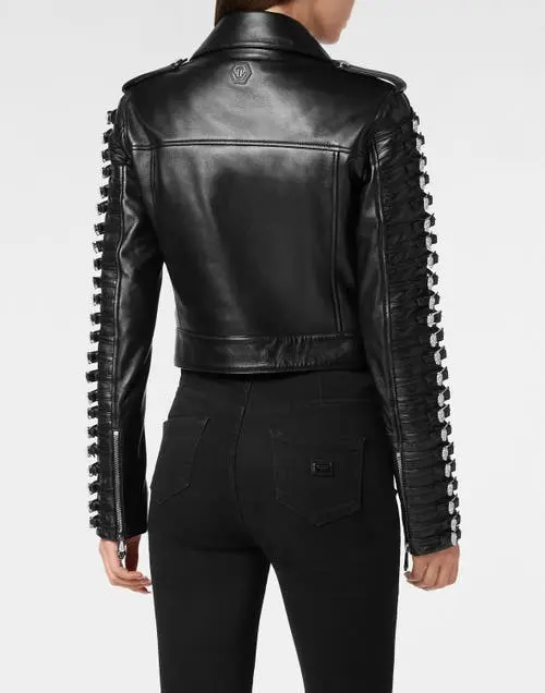 Philipp Plein Leather Jacket Skull