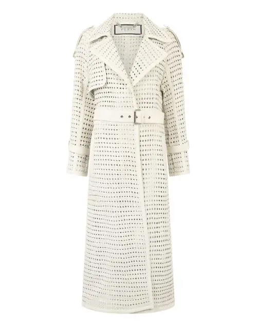 Philipp Plein Weaved Leather Trench Coat