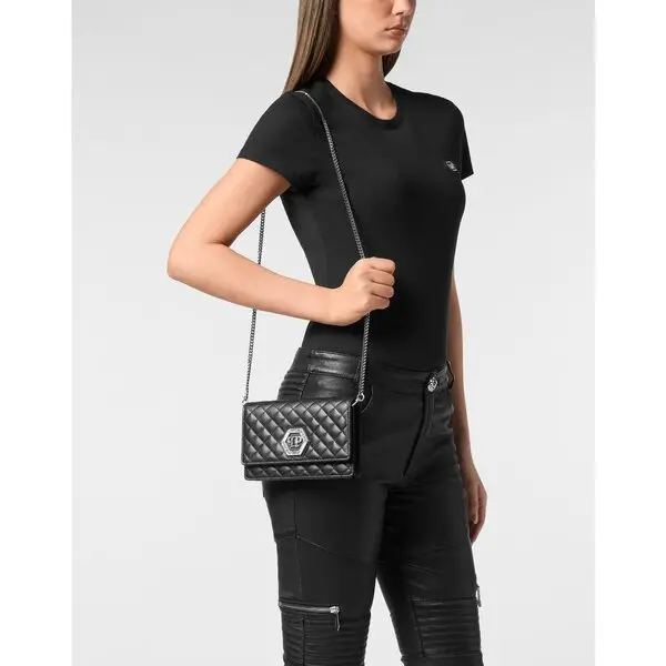 Philipp Plein Nappa Leather Mini Shoulder Matelasse - Black