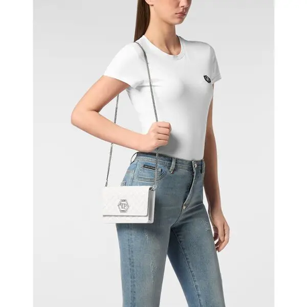 Philipp Plein Nappa Leather Mini Shoulder Matelass - White