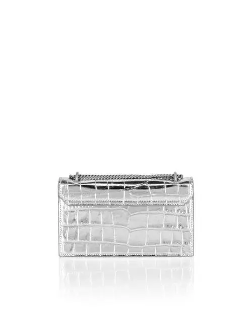 Philipp Plein Croc Effect Shoulder Bag With Embellishments - Silver