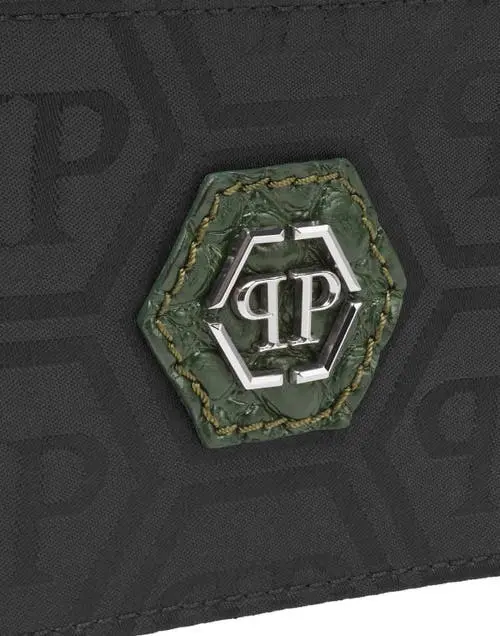 Philipp Plein Nylon And Leather Cardholder Monogram
