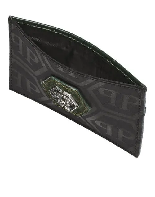 Philipp Plein Nylon And Leather Cardholder Monogram