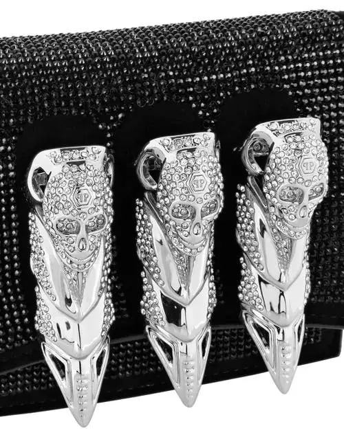 Philipp Plein Suede/strass Clutch