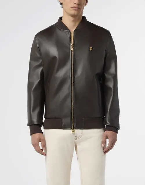 BILLIONAIRE Nappa Leather Bomber Basic - Brown