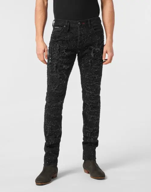 Philipp Plein Denim Trousers Rock Star Tribal Strass - Summernight