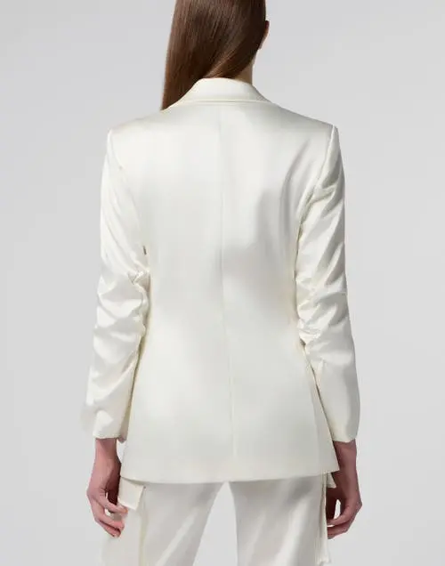Philipp Plein Satin Cargo Fit Blazer - Offwhite
