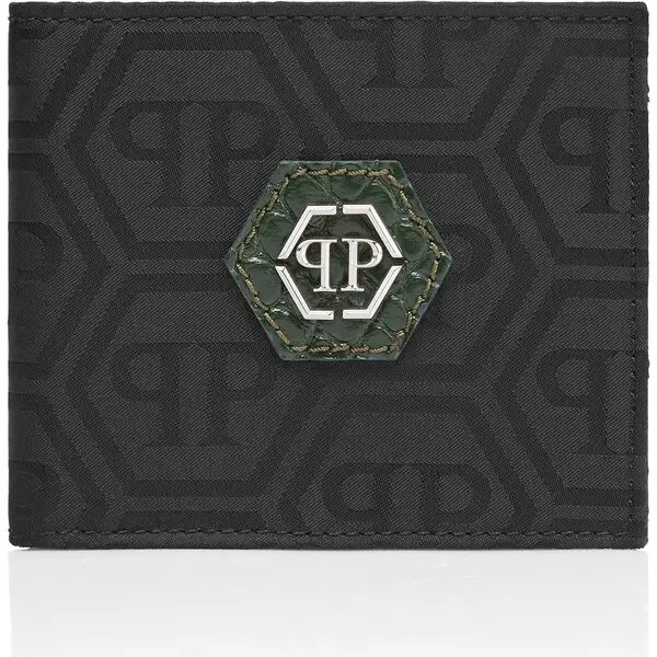 Philipp Plein Nylon And Leather French Wallet Monogram