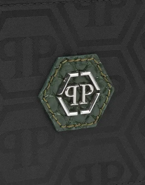 Philipp Plein Nylon And Leather French Wallet Monogram
