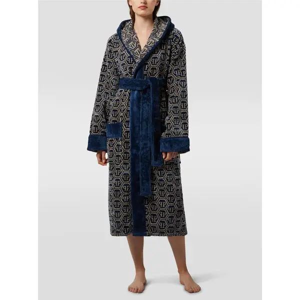 Philipp Plein Hooded Bathrobe Pp - Navy
