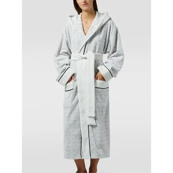 Philipp Plein Hooded Bathrobe Pp - White