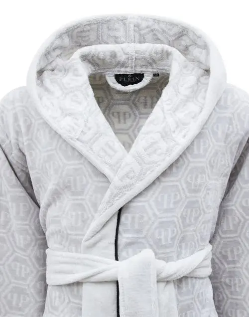 Philipp Plein Hooded Bathrobe Pp - White