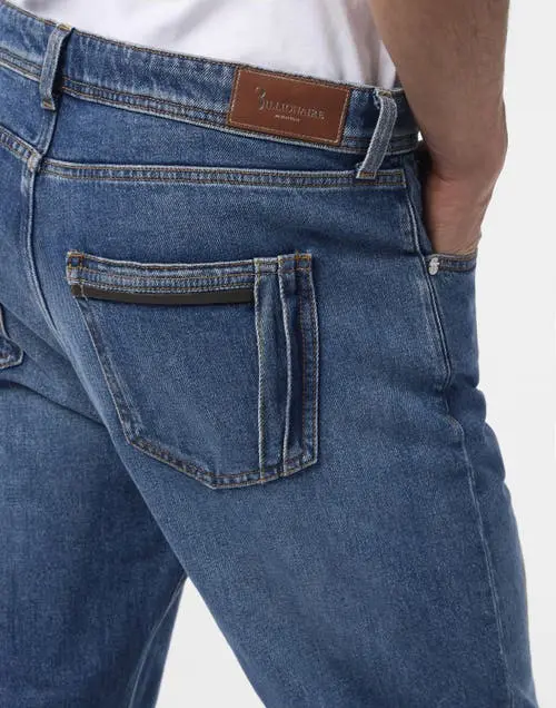 BILLIONAIRE Relaxed Fit Jeans Leather Details