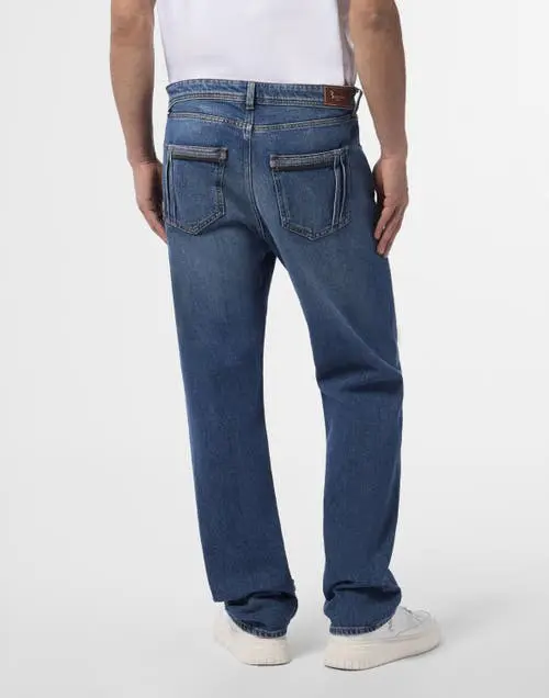 BILLIONAIRE Relaxed Fit Jeans Leather Details