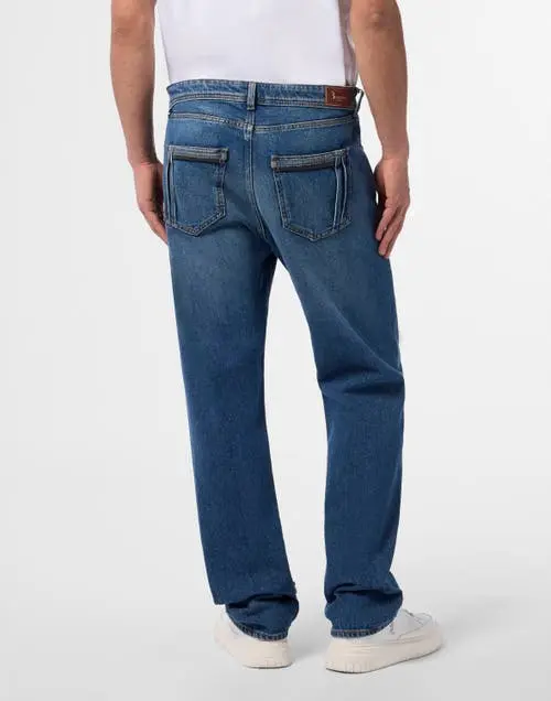 BILLIONAIRE Relaxed Fit Jeans With Leather Details