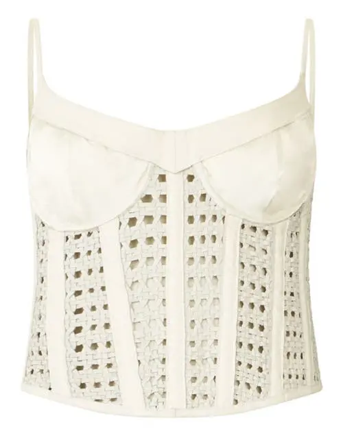 Philipp Plein Woven Leather Bustier - Offwhite