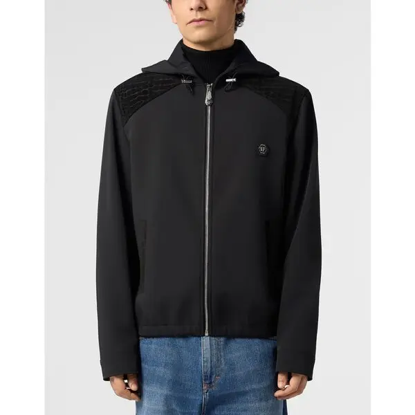Philipp Plein Nylon Jacket With Cocco Inserts - Black