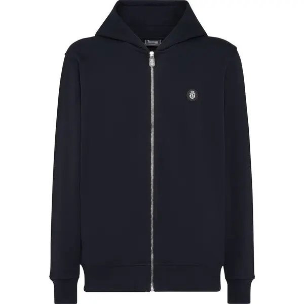 BILLIONAIRE Hoodie Sweatjacket With Lion Graphic - Navy