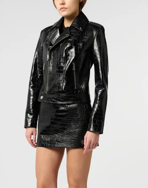 Philipp Plein Biker Jacket Cocco - Black