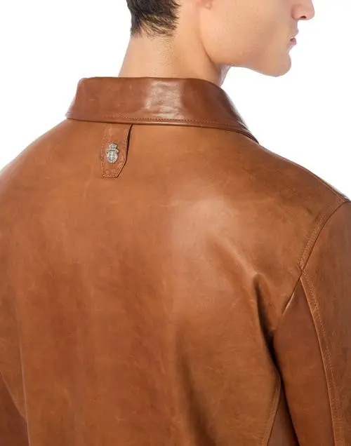 BILLIONAIRE Leather Jacket - Brown