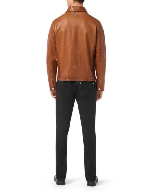 BILLIONAIRE Leather Jacket - Brown