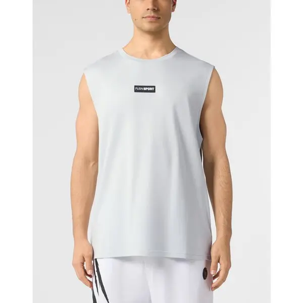 PLEIN SPORT Slub Cotton Tanktop - Lightblue