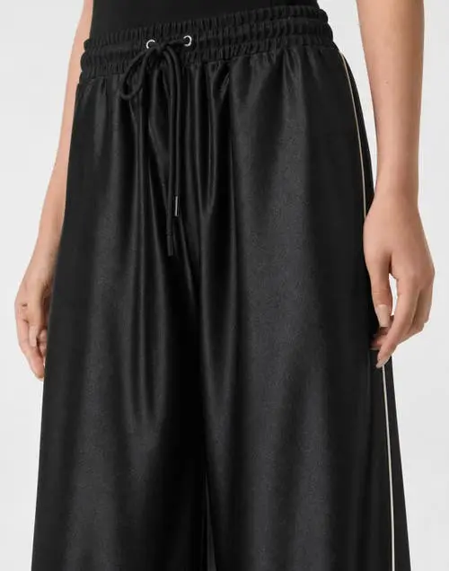 Philipp Plein Wide Leg Laminated Tracksuit Pants With Drawstring