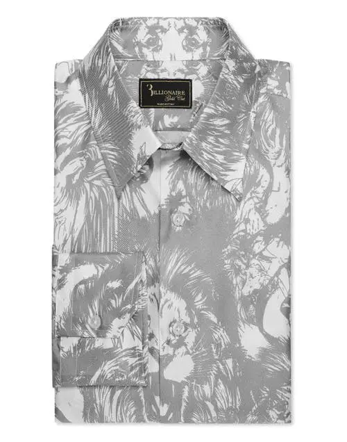 BILLIONAIRE Silk Gold Cut Shirt All-over Lion