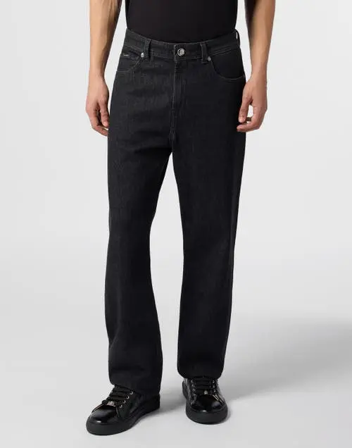 BILLIONAIRE Straight Cut Jeans Bb Monogram - Black