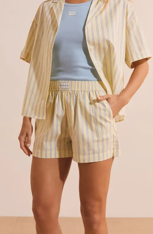 ETAM Benicio Cotton Pajama Shorts - Light Yellow