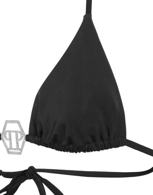 Philipp Plein Swimwear Top Triangle Bra Crystal Hexagon