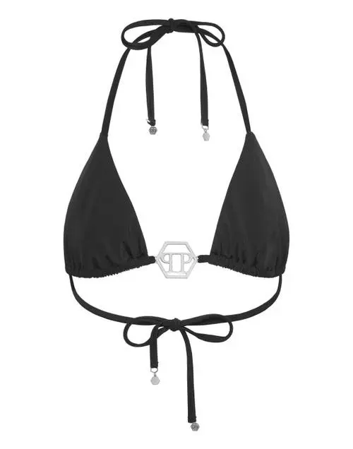 Philipp Plein Swimwear Top Triangle Bra Crystal Hexagon