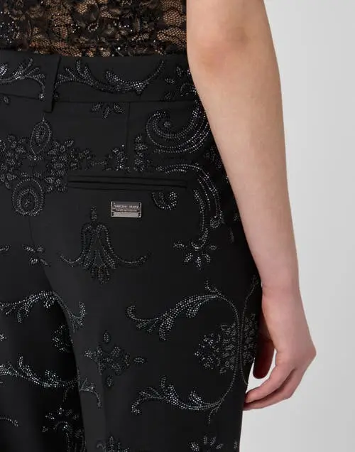 Philipp Plein Lady Straight Trousers Baroque Strass