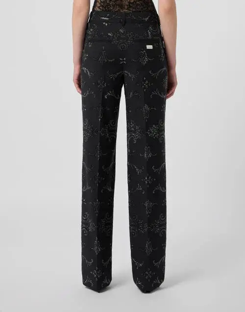 Philipp Plein Lady Straight Trousers Baroque Strass