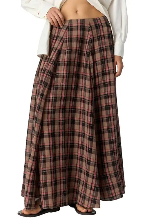 Free People Ives Plaid Maxi Skirt - Chocolate Combo