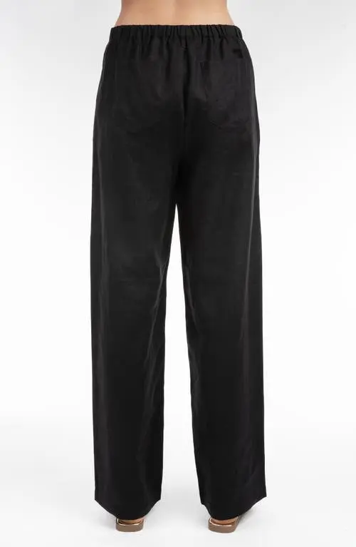 ELLE COLLECTION Linen Drawcord Pant - Black