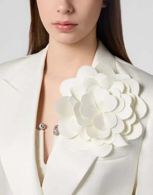 Philipp Plein Double-breasted Satin Blazer Roses - White