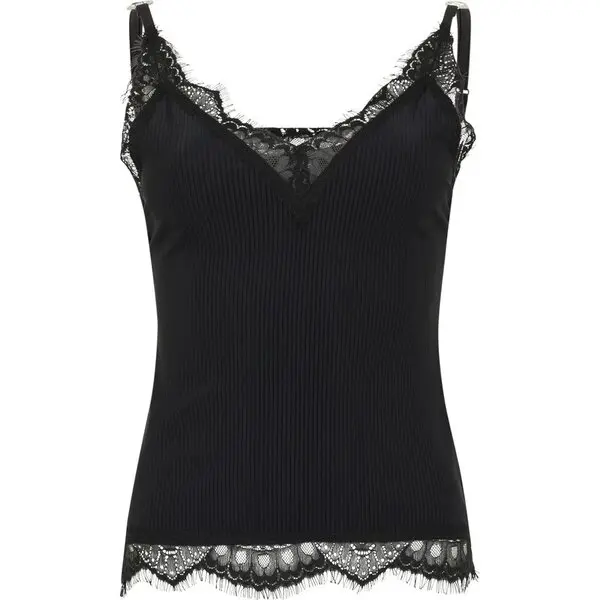 Philipp Plein Shiny Rib Tank Top Lace