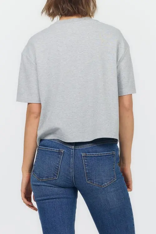 DEAR JOHN Maddox Boxy Sleeve Crew Neck T-shirt - Heather Grey