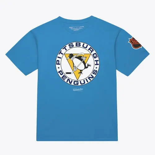 Mitchell & Ness Pittsburgh Penguins Core Vintage Logo T-shirt - Light Blue