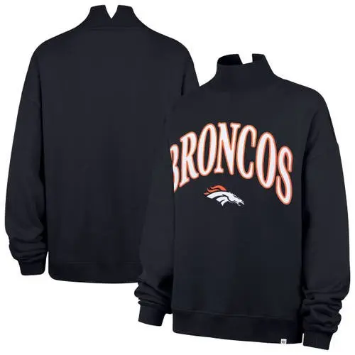 '47 Denver Broncos Oversized Vantage Mock Neck Sweatshirt - Navy