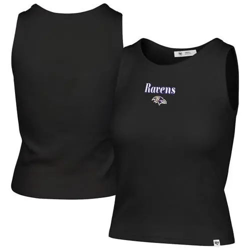 '47 Baltimore Ravens Cropped Straight Cut Ribbed Baby Tank Top - Black