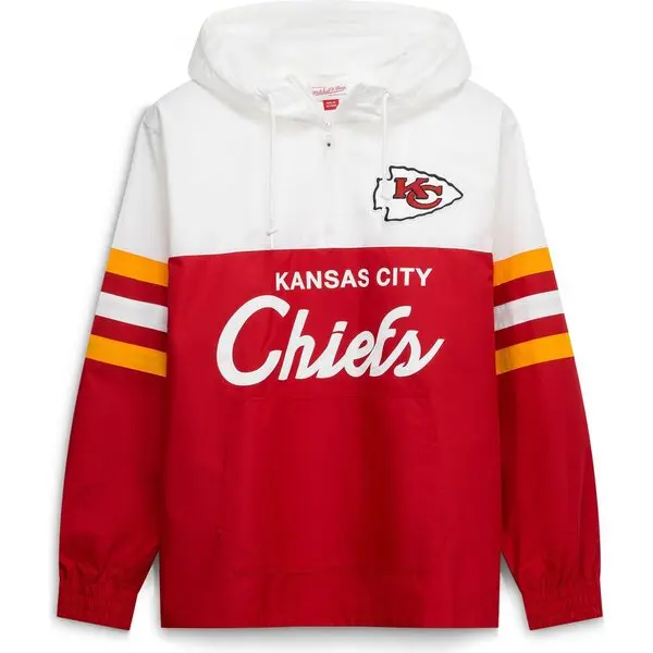 Mitchell & Ness Kansas City Chiefs Head Coach Anorak Quarter-zip Windbreaker Jacket - Red