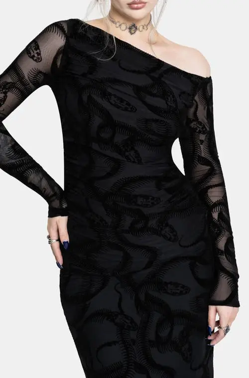 DISTURBIA Paleo Flocked Mesh Maxi Dress