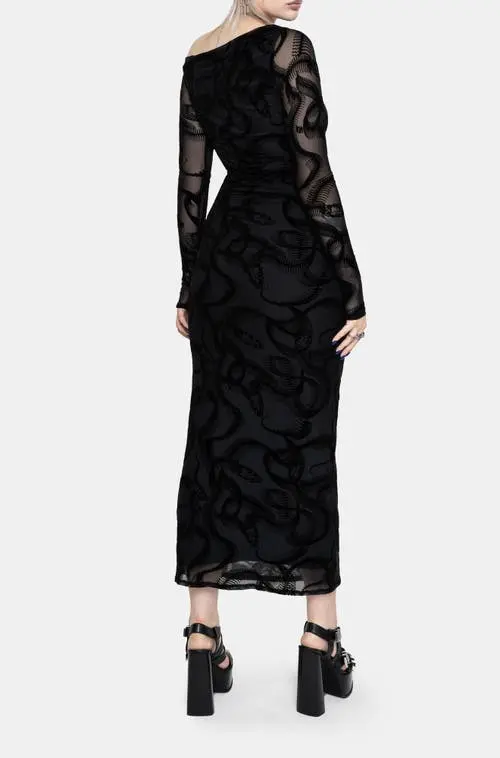DISTURBIA Paleo Flocked Mesh Maxi Dress