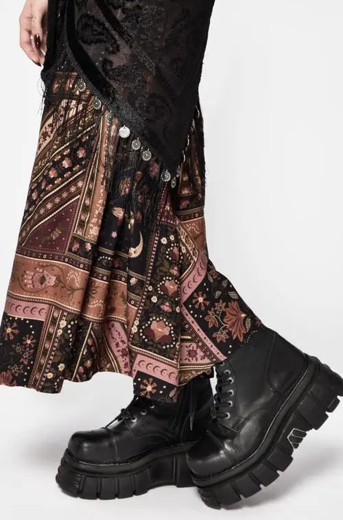 DISTURBIA Nola Folk Patchwork Midi Skirt