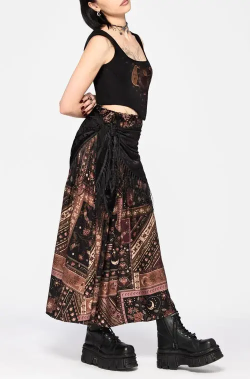 DISTURBIA Nola Folk Patchwork Midi Skirt