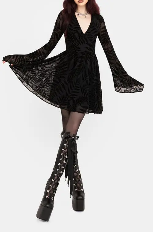 DISTURBIA Lunafern Flute Sleeve Mini Dress - Black